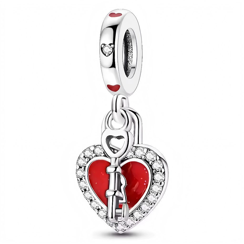 Red Heart Padlock Charm – Charms Élégance