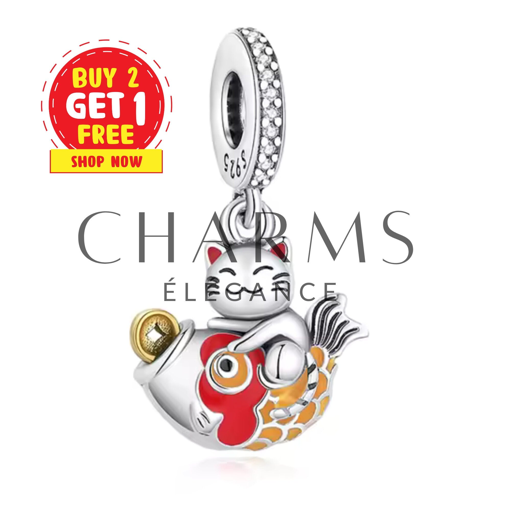 Charm Pendant - Maneki Neko | Chinese New Year | Charms Élégance